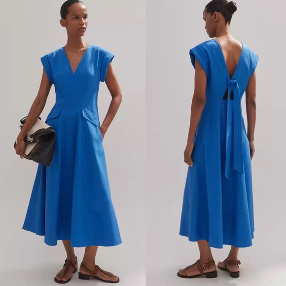 ME+EM | Dresses | Me Em Viscose Blend Textured Tailored Flare Midi ...